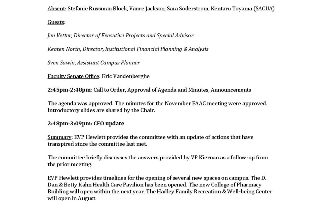 FAAC Minutes 12-4-25 | U-M Faculty Senate